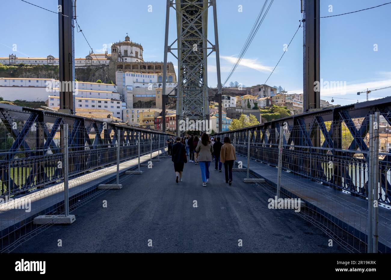Porto, Portugal - 02.04.2023: People walking on the Dom Luis I Bridge ...