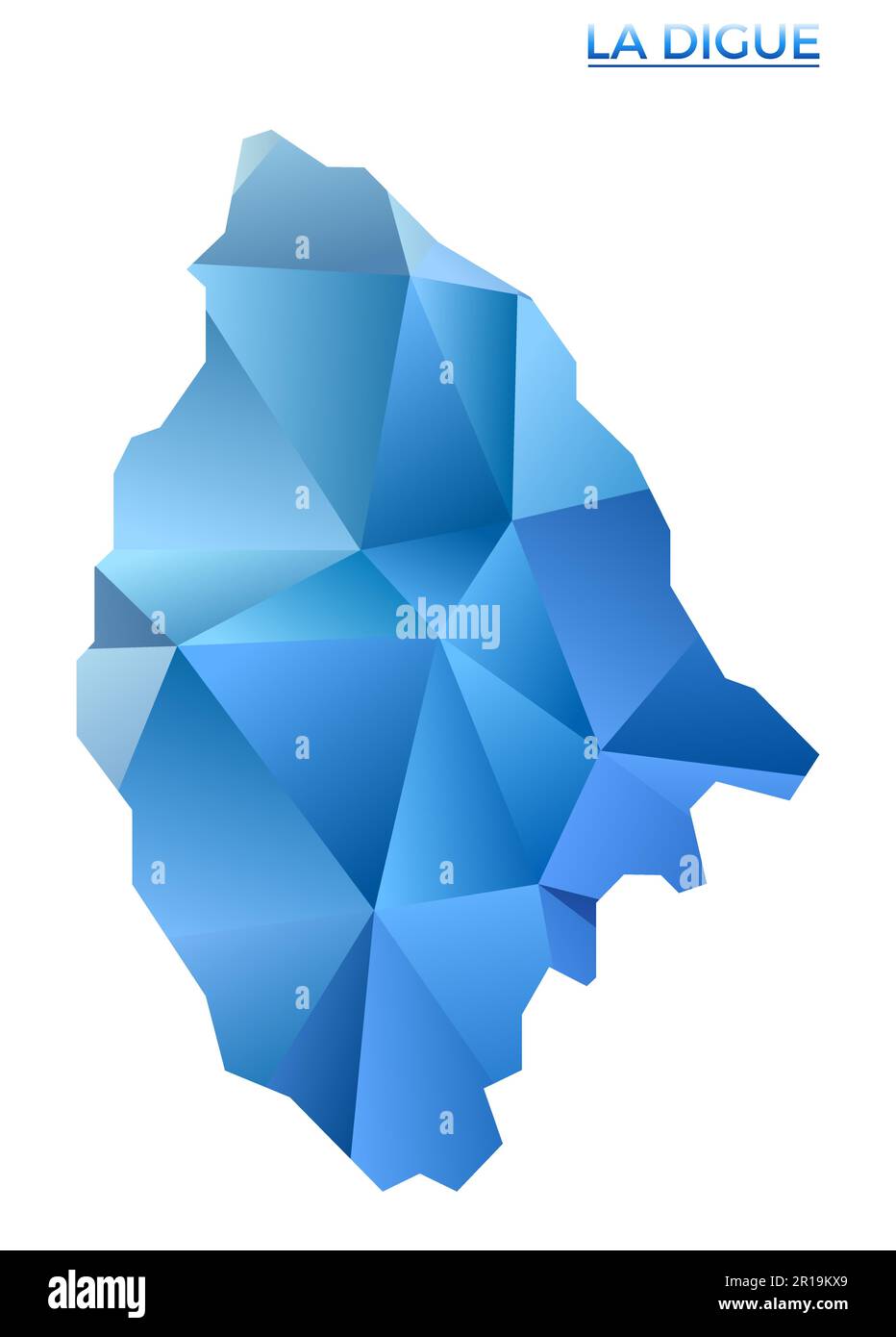 Vector polygonal La Digue map. Vibrant geometric island in low poly ...