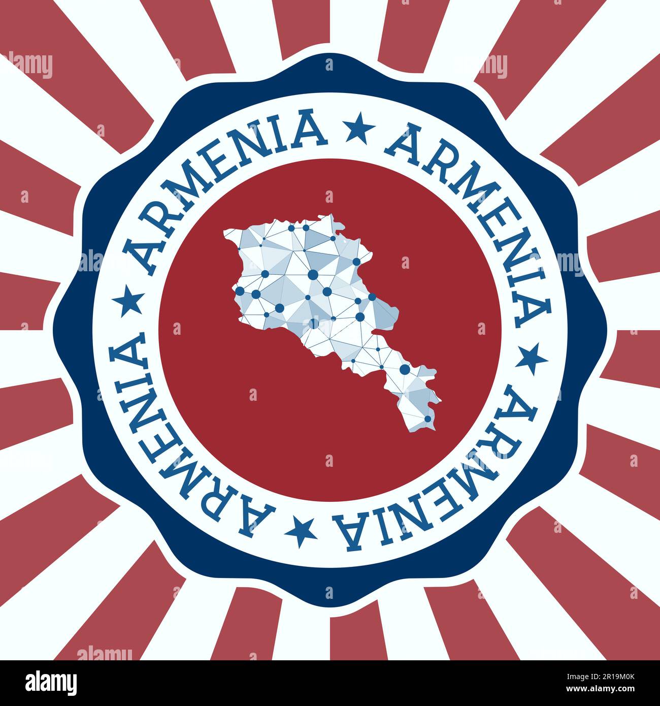 Armenia Badge. Round logo of country with triangular mesh map and ...
