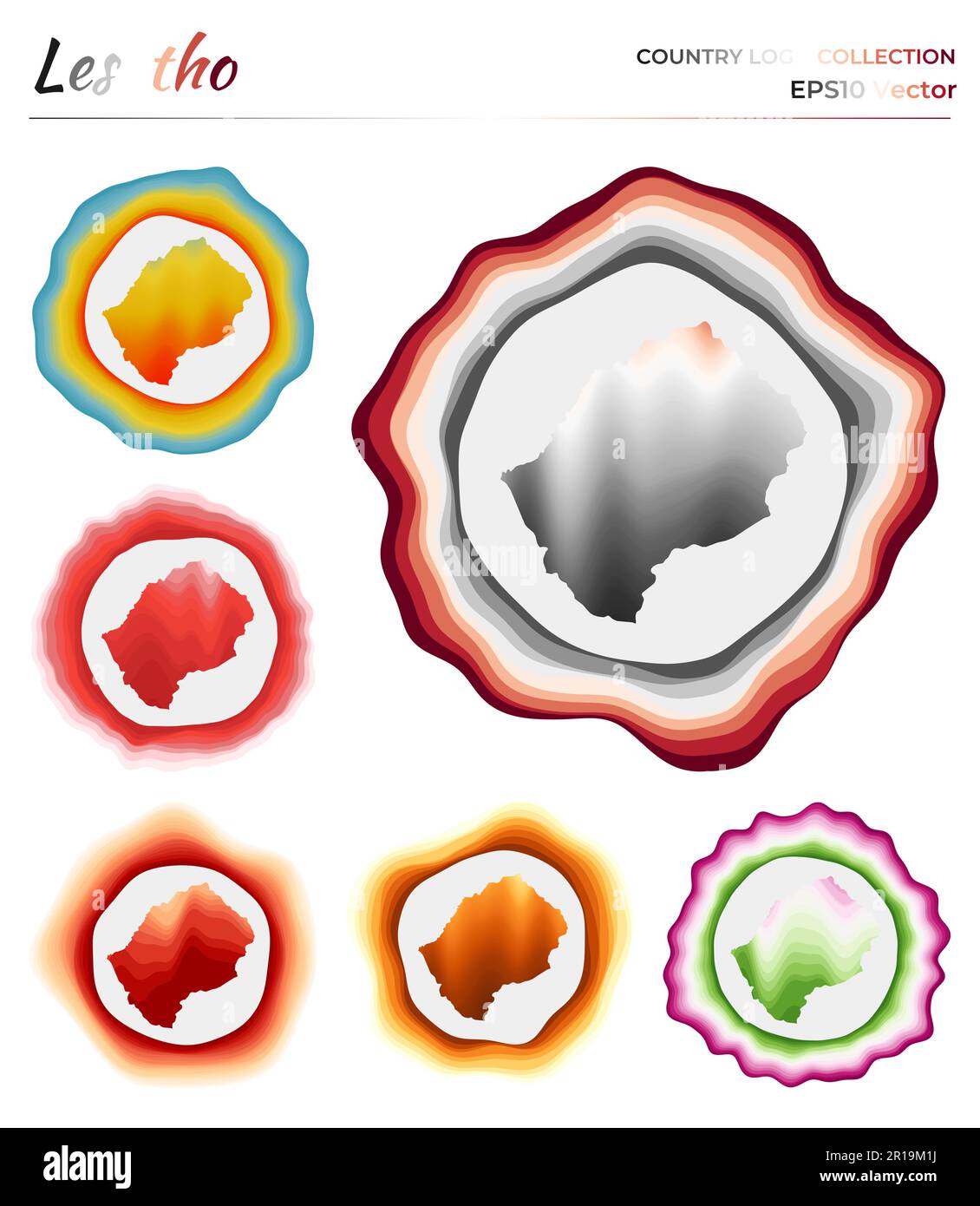Lesotho logo collection. Colorful badge of the country. Layers around ...