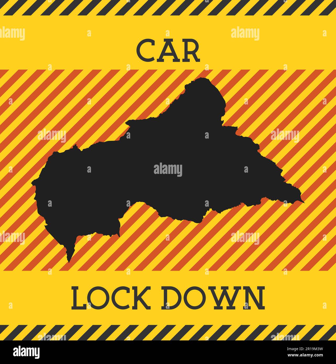 CAR Lockdown Sign. Yellow country pandemic danger icon. Vector ...