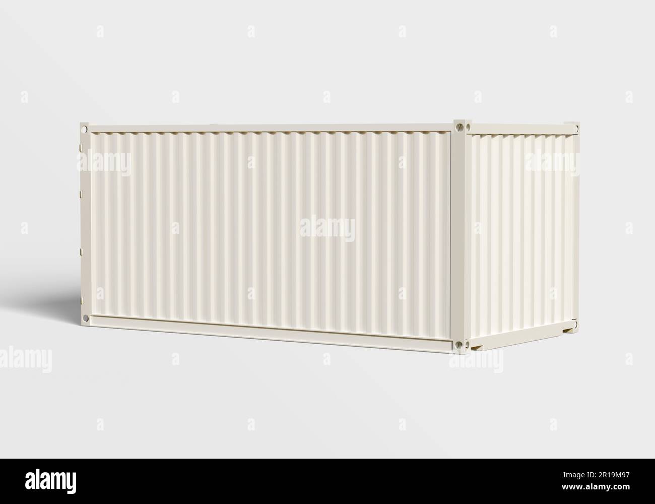Shipping container white color Stock Photo - Alamy