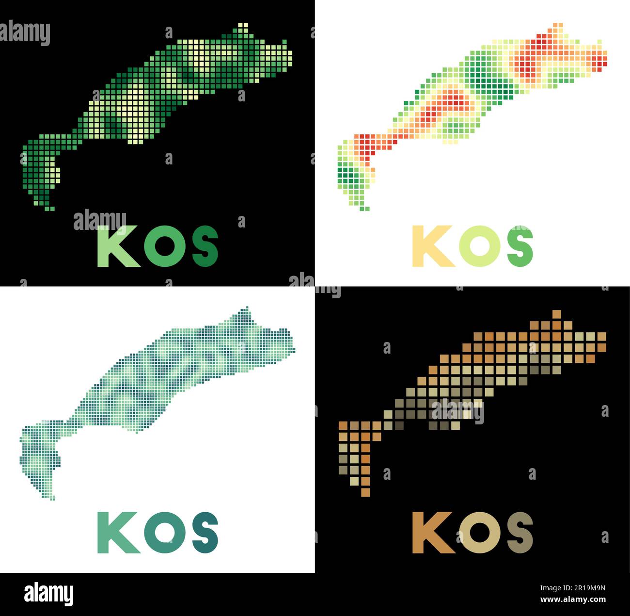 Kos map. Collection of maps of Kos in dotted style. Borders of the ...