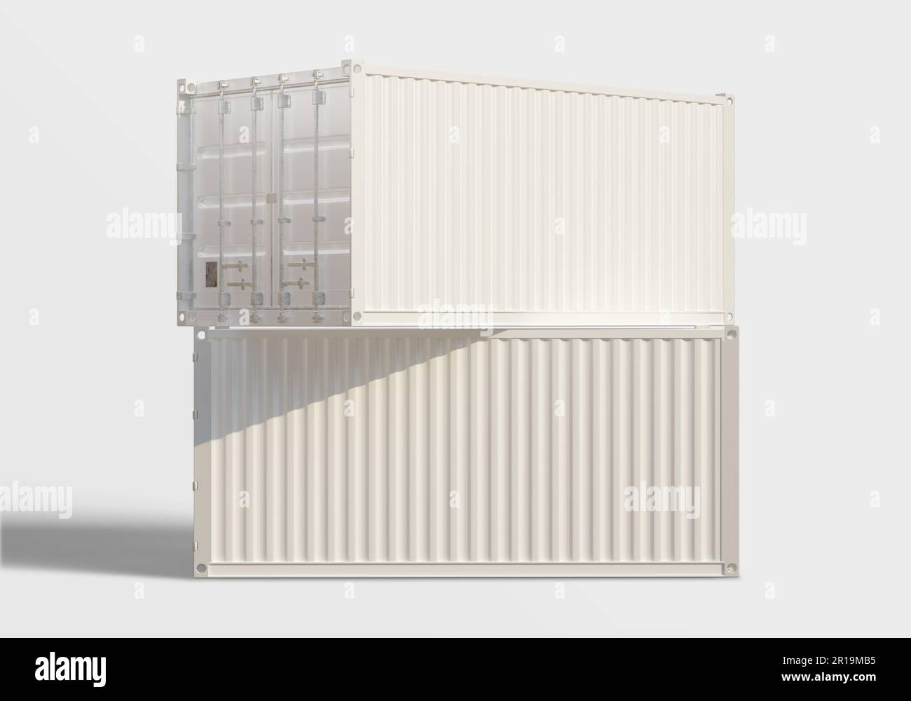 Shipping container white color Stock Photo - Alamy