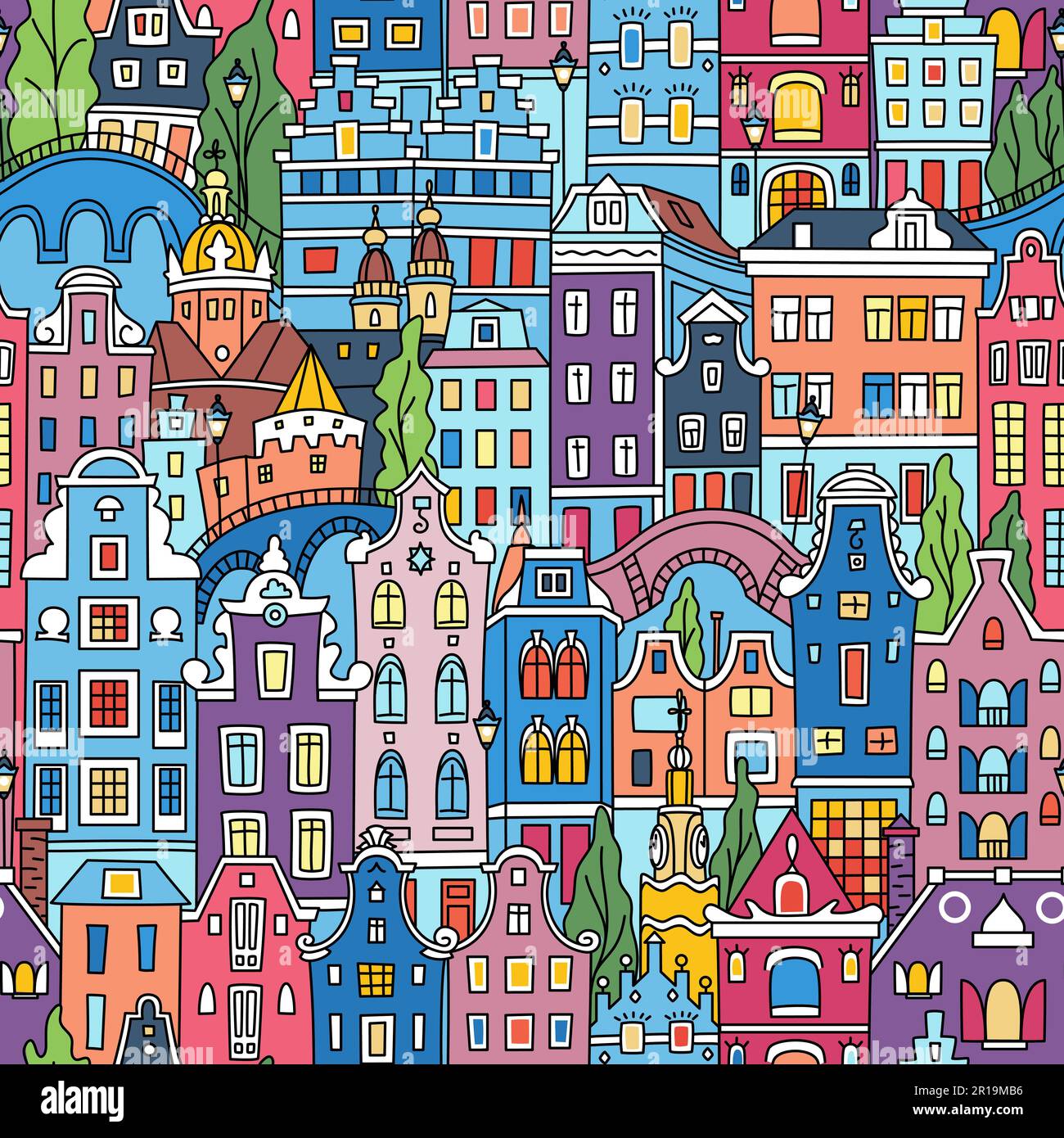 Amsterdam street view Stock Vector Images - Alamy