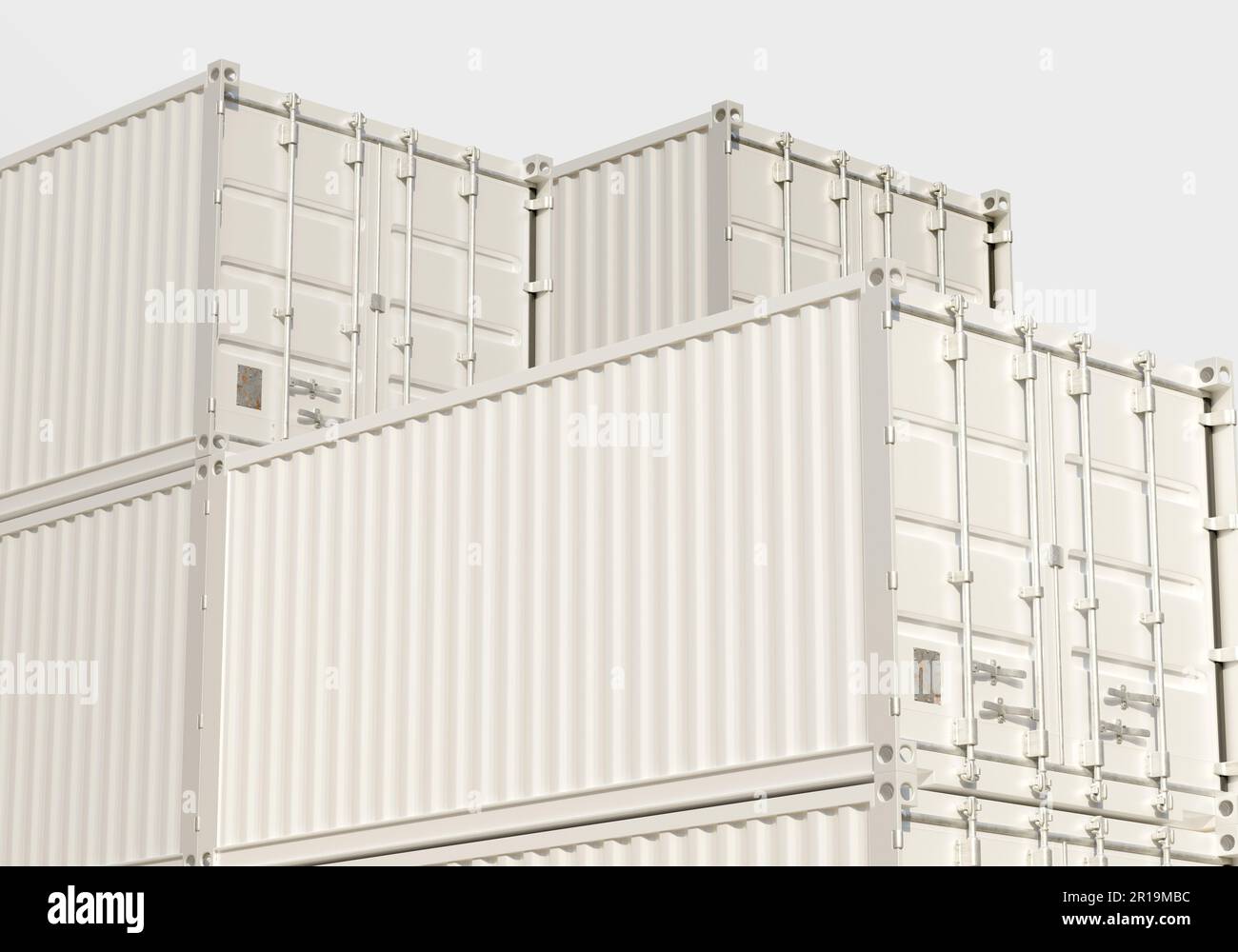 Shipping container white color Stock Photo - Alamy