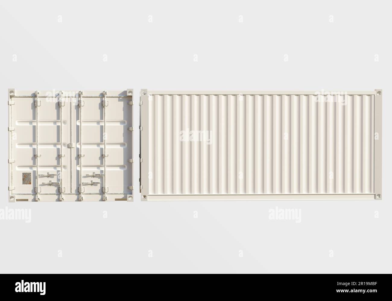 Shipping container white color Stock Photo - Alamy