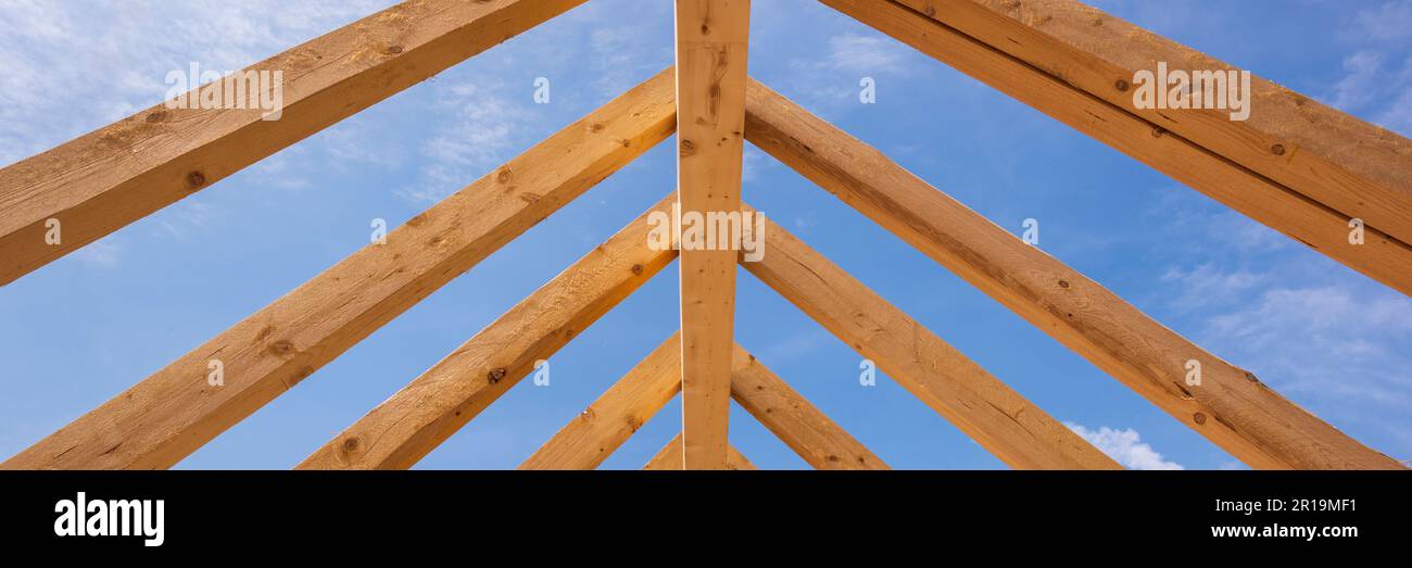 roof truss in construction of a new built house Stock Photo - Alamy