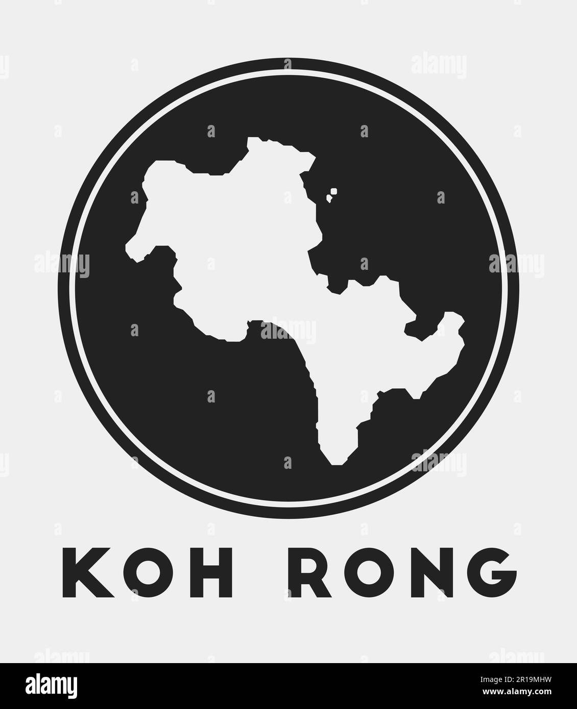 Koh Rong icon. Round logo with island map and title. Stylish Koh Rong ...