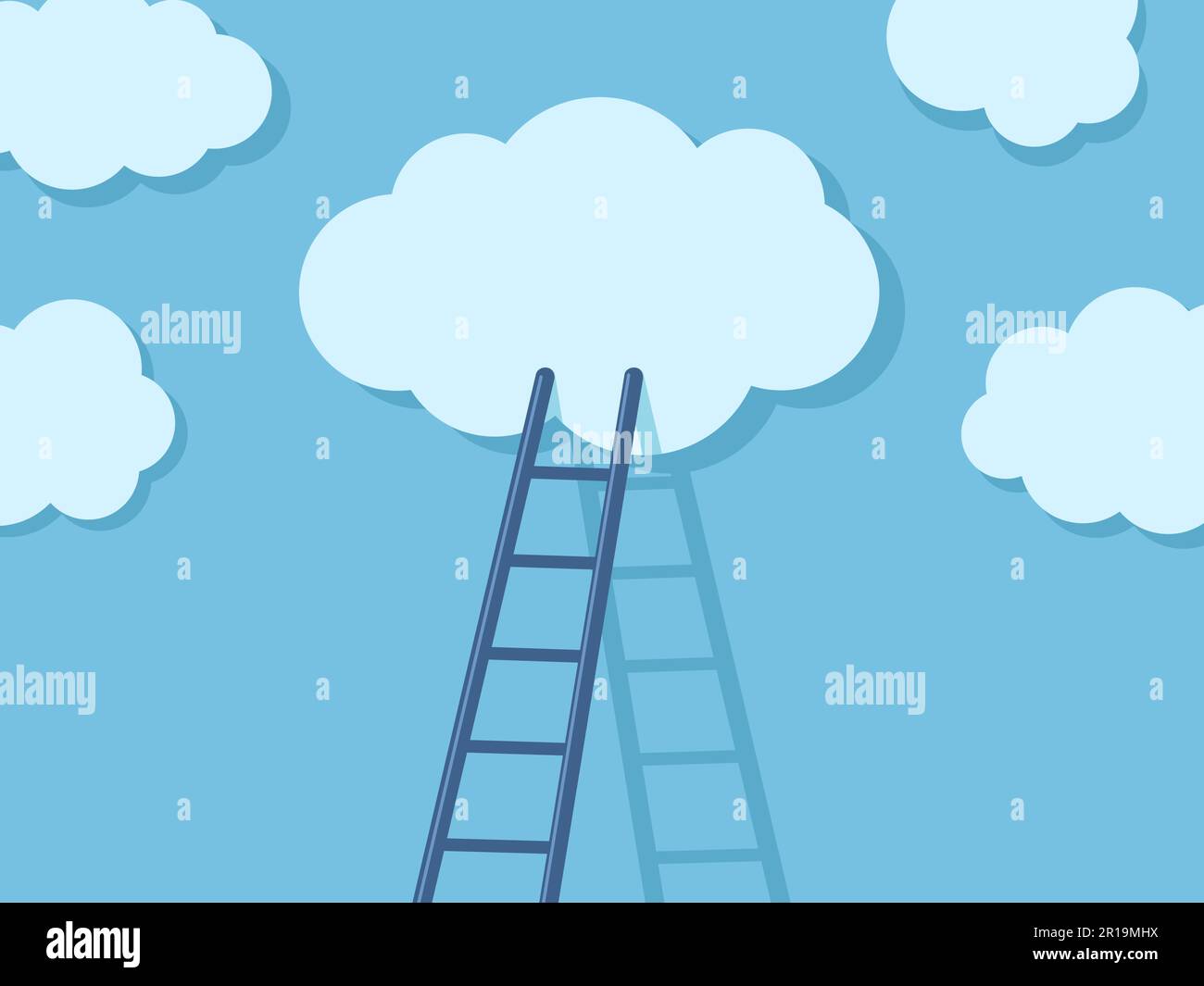 Ladder to clouds. Cloud migration solution, stair steps to dream and ...