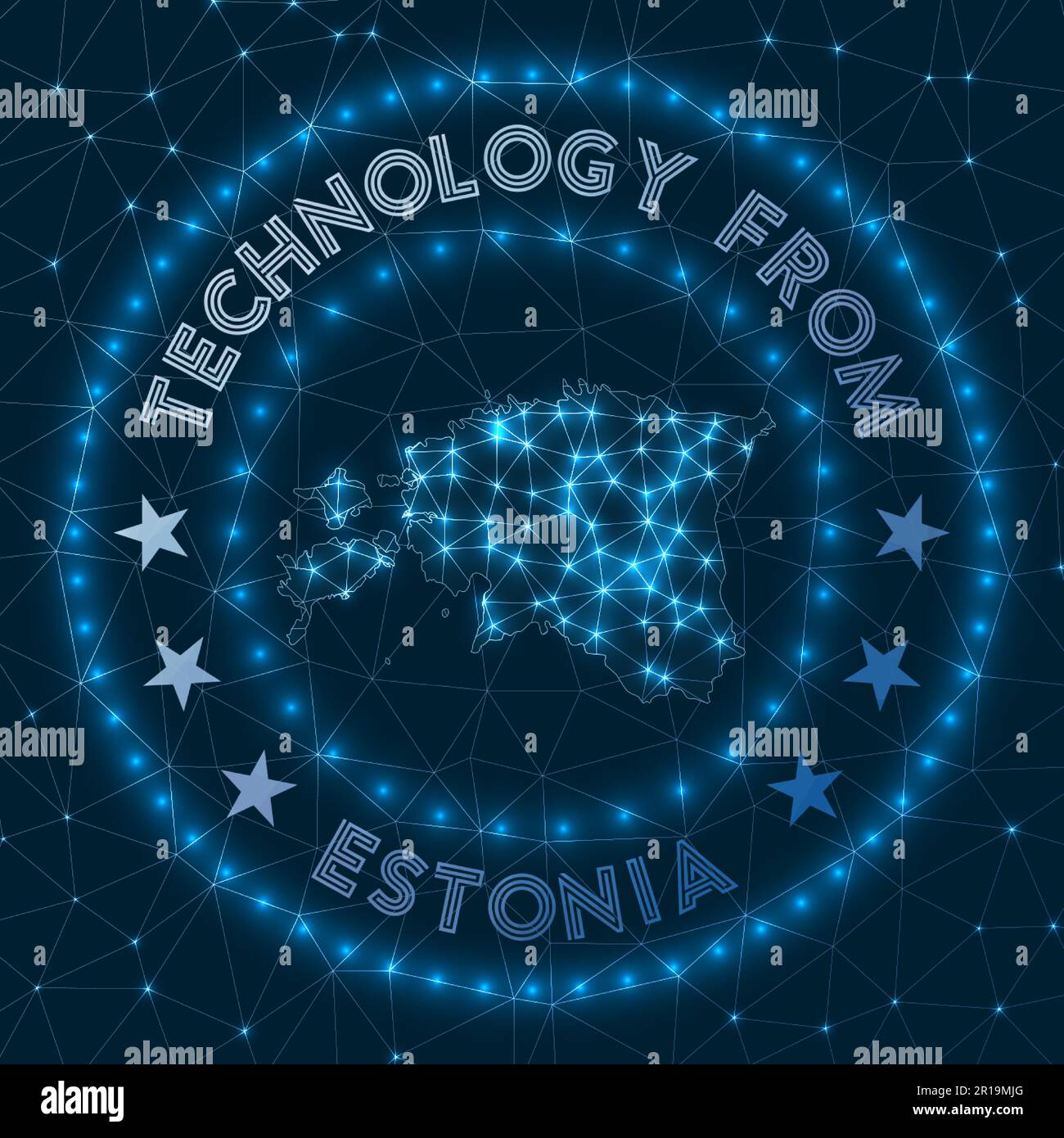 Technology From Estonia. Futuristic geometric badge of the country ...