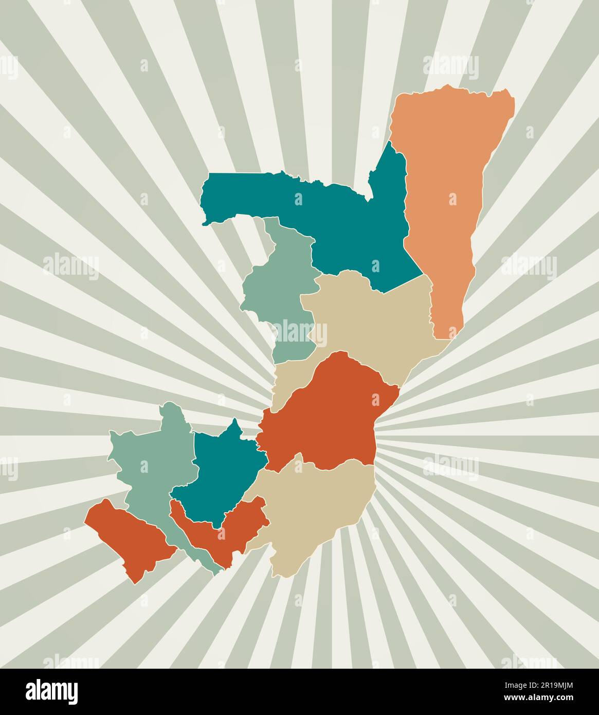 Congo map. Poster with map of the country in retro color palette. Shape ...