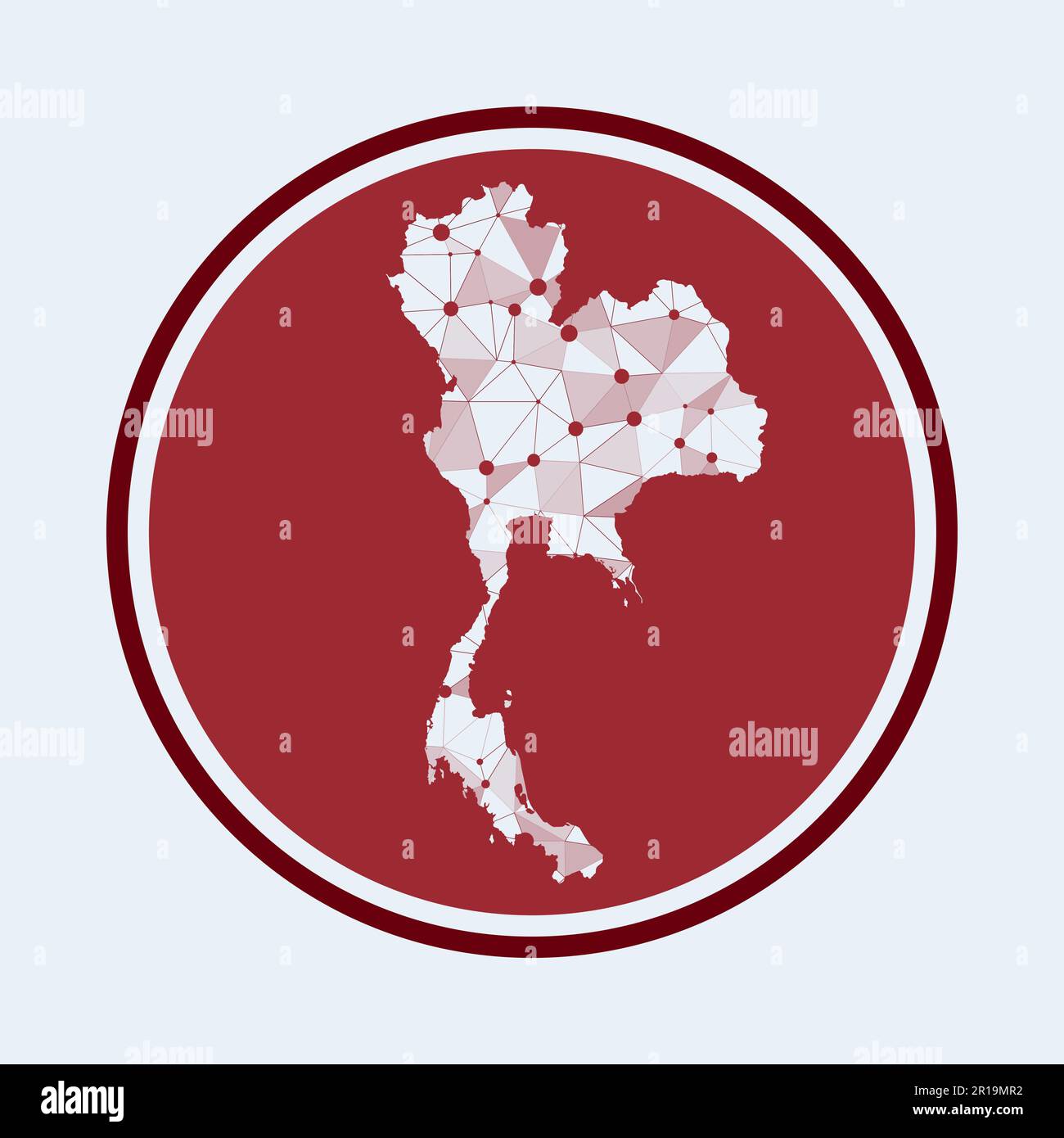 Thailand icon. Trendy tech logo of the country. Geometric mesh round ...
