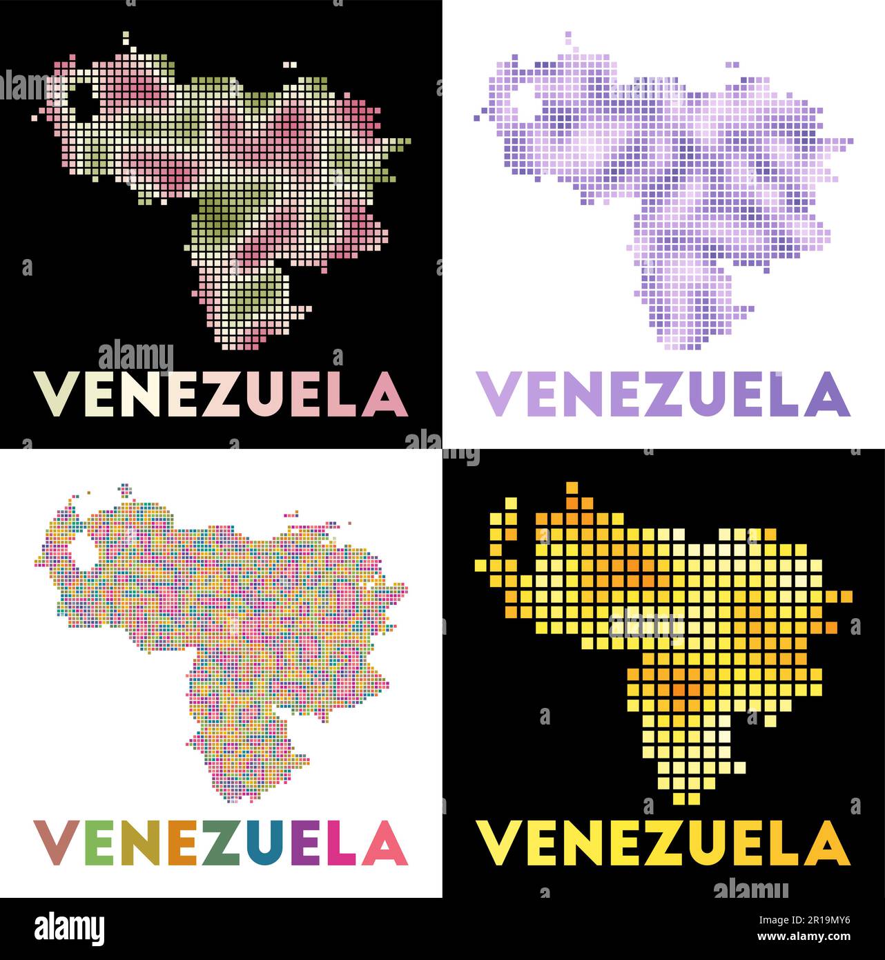 Venezuela map. Collection of maps of Venezuela in dotted style. Borders ...