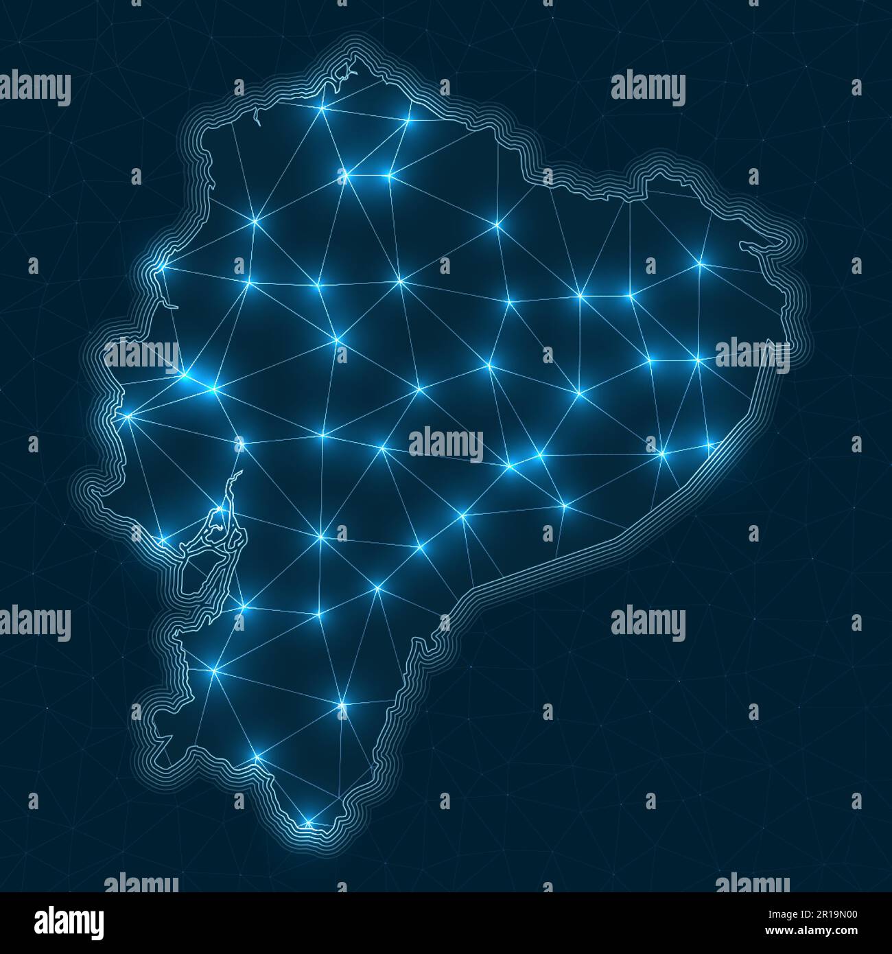 Ecuador network map. Abstract geometric map of the country. Digital ...