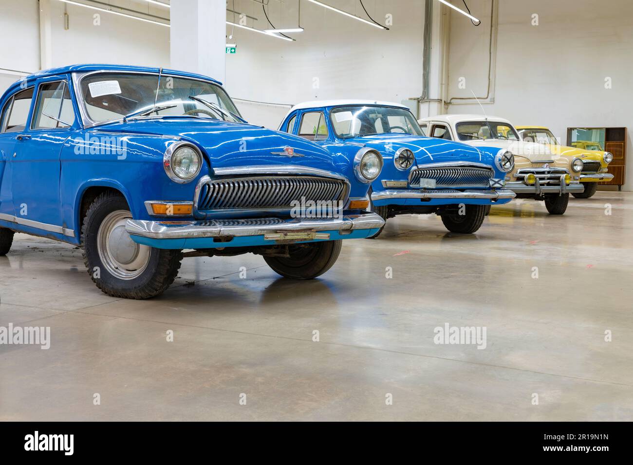 SAINT PETERSBURG, RUSSIA - MARCH 29, 2023: Soviet cars GAZ-21 "Volga ...