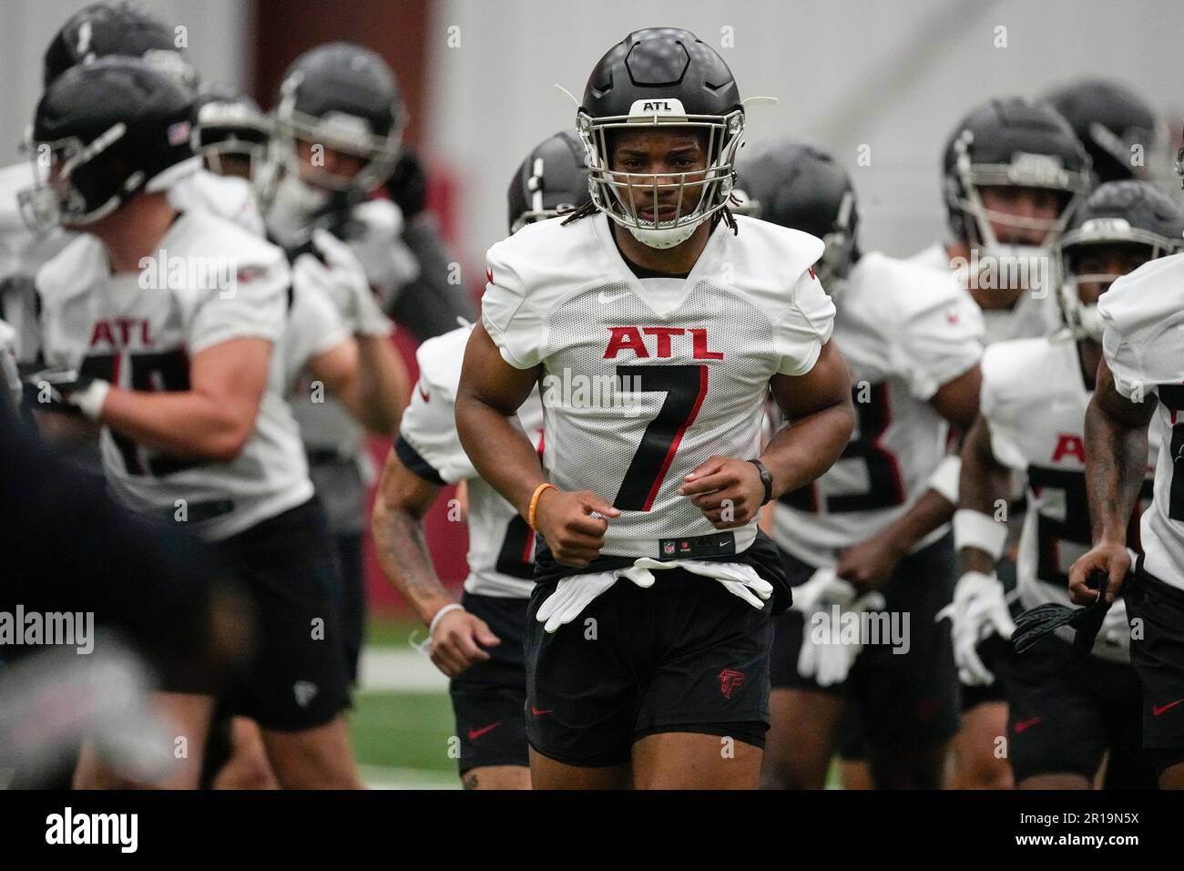 Atlanta Falcons rookie running back Bijan Robinson (7) is shown during ...