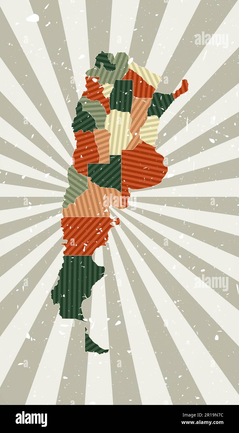 Argentina vintage map. Grunge poster with map of the country in retro ...