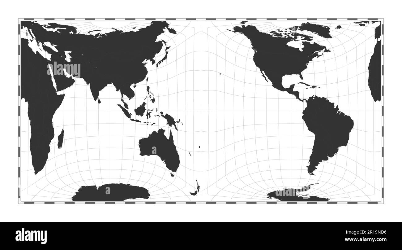 Vector world map. Gringorten equal-area projection. Plain world ...
