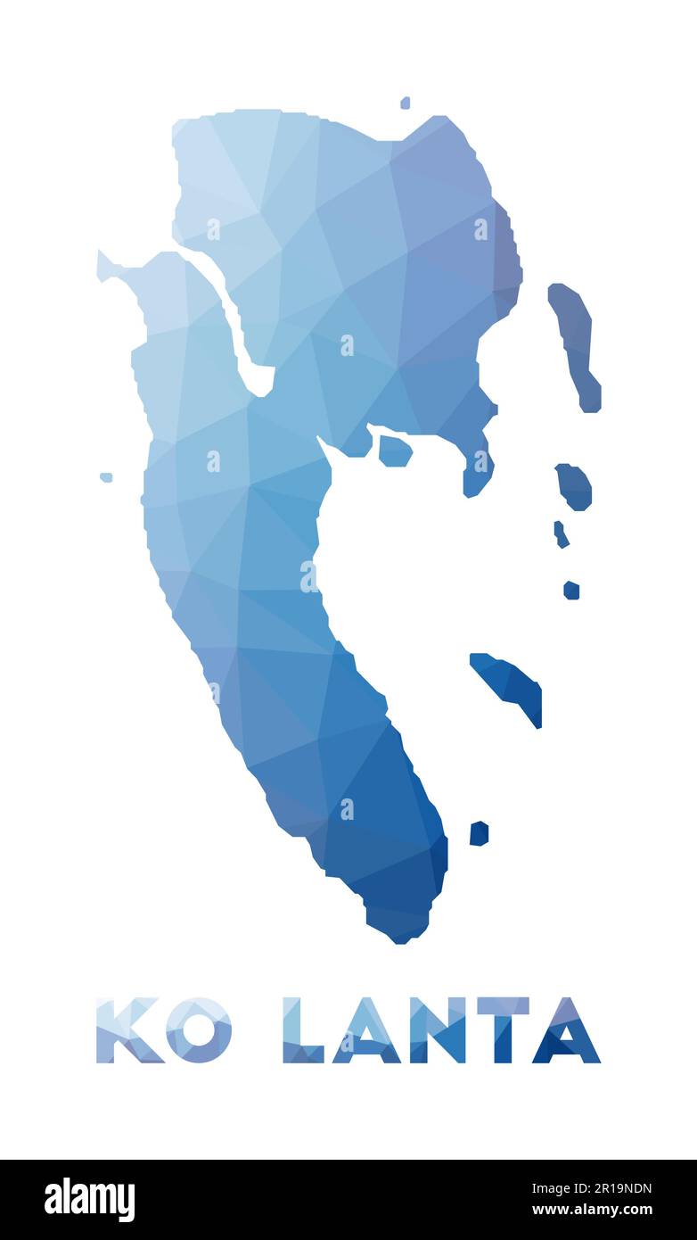 Low poly map of Ko Lanta. Geometric illustration of the island. Ko ...