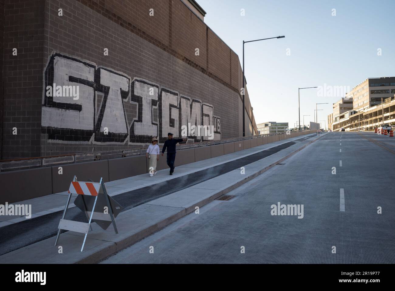 Seattle, USA. 29 Mar, 2023. Graffiti and visitors at the new throughway ...