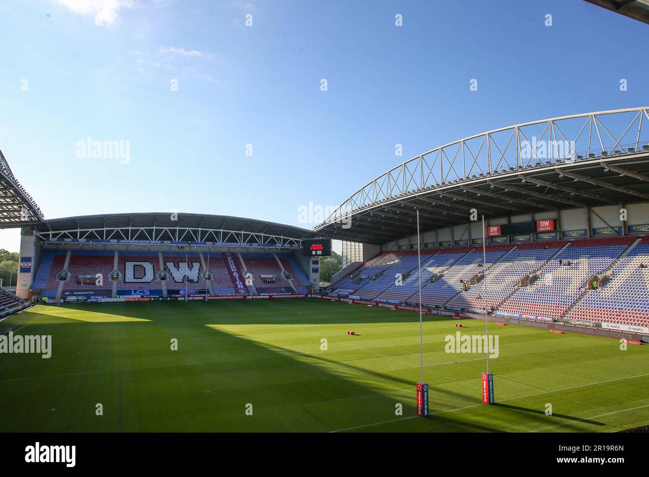 A general view inside of DW Stadium, home of Wigan Warriors ahead of ...