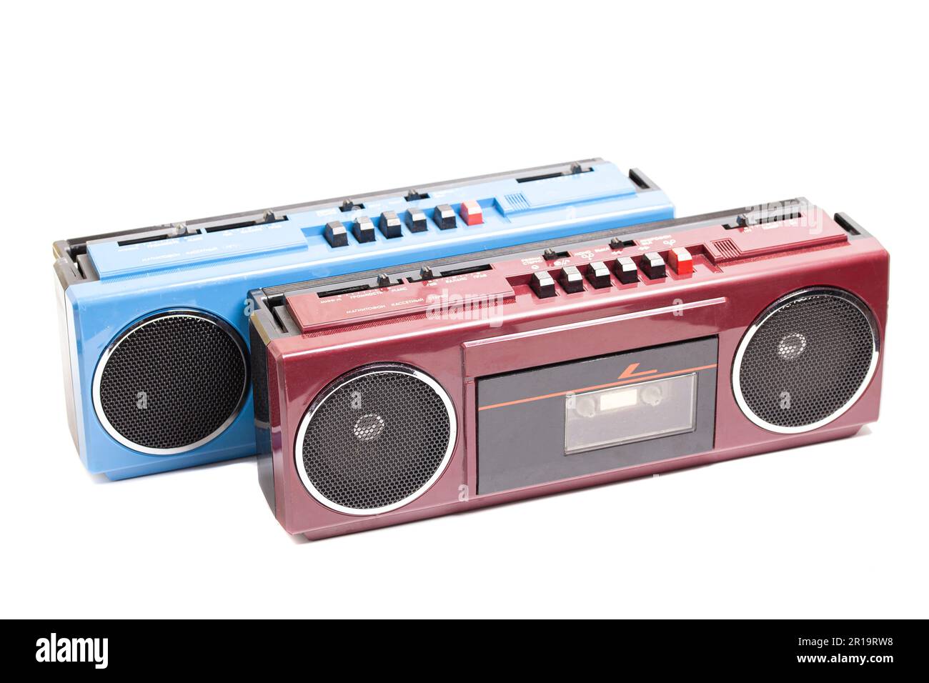 Two retro portable stereo cassette recorders Stock Photo - Alamy