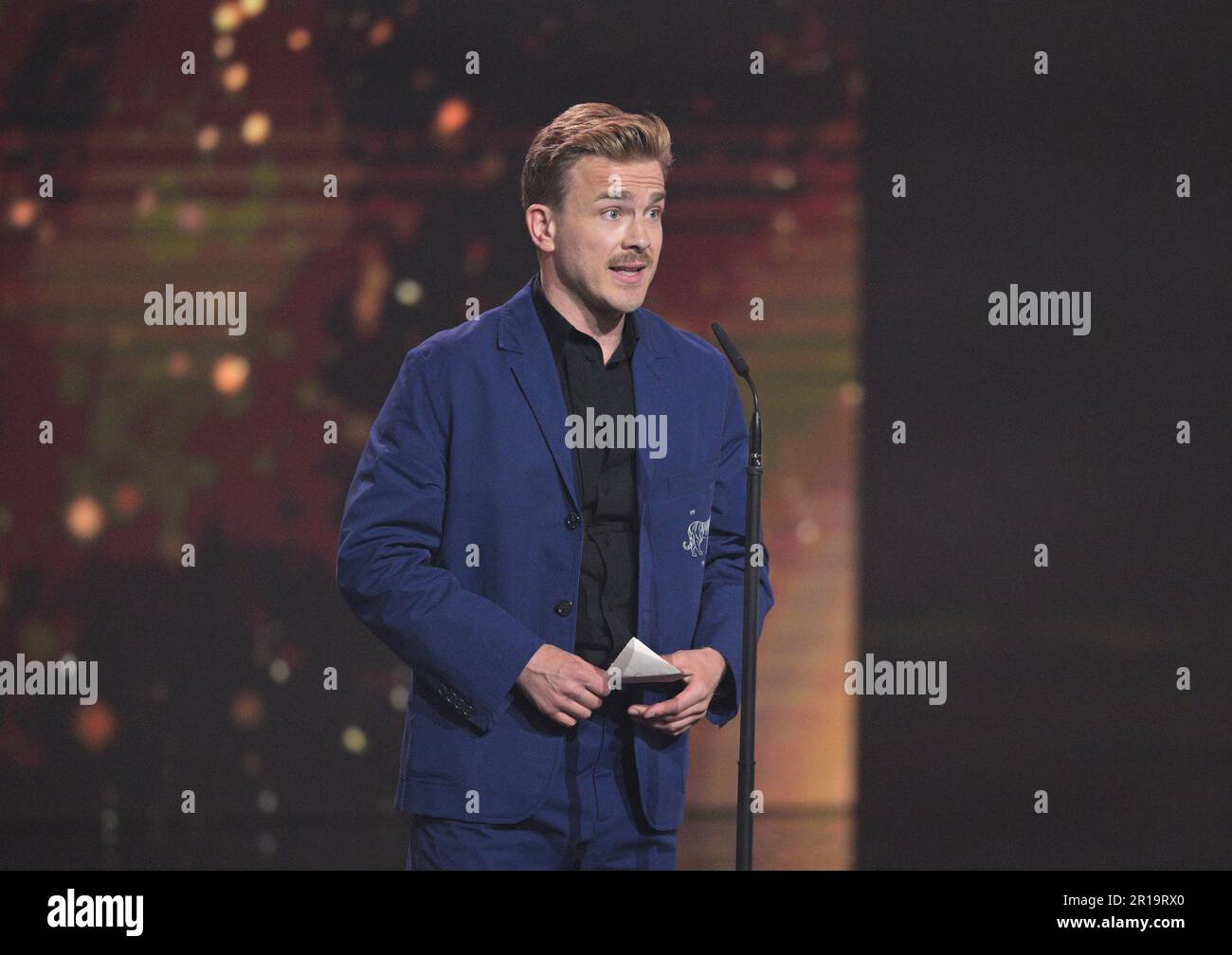Berlin, Germany. 12th May, 2023. Actor Albrecht Schuch expresses his ...