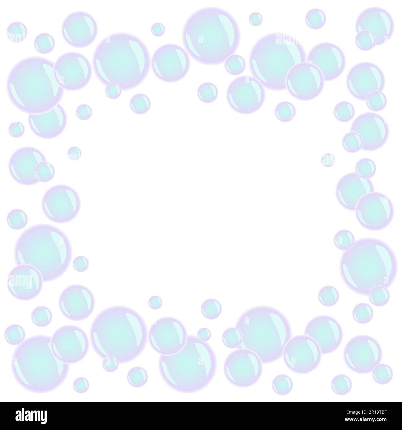 Soap bubble frame in neon colors on a white background with copy space ...