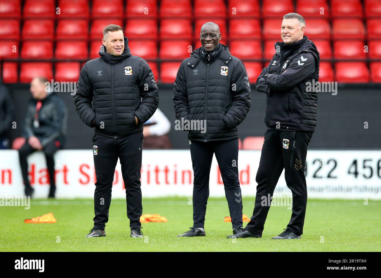 Coventry City’s Chris Allen (centre) and John Dempster (right) during ...