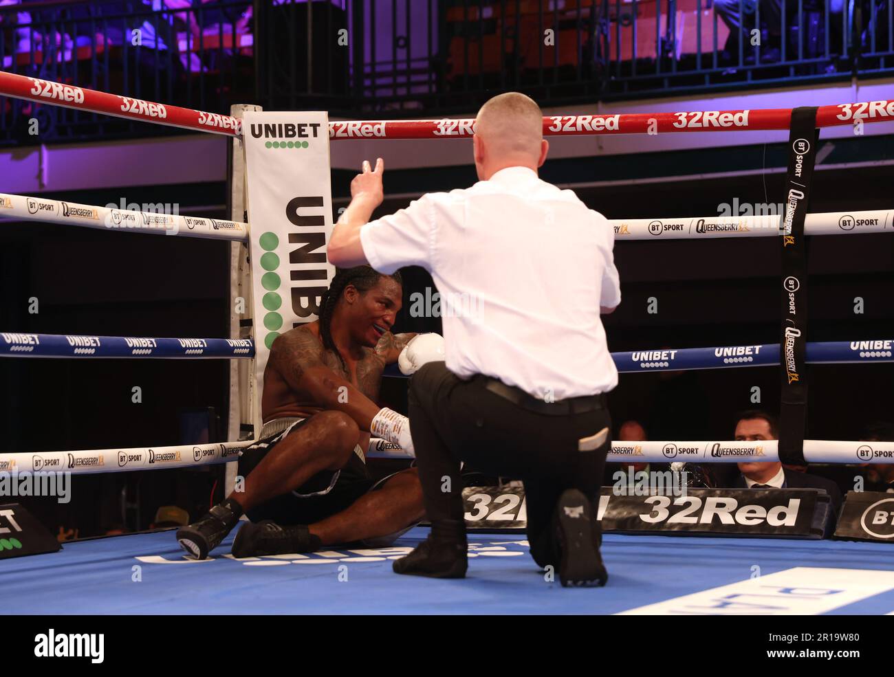 Israel Duffus is knocked down against Michal Soczynski in the ...