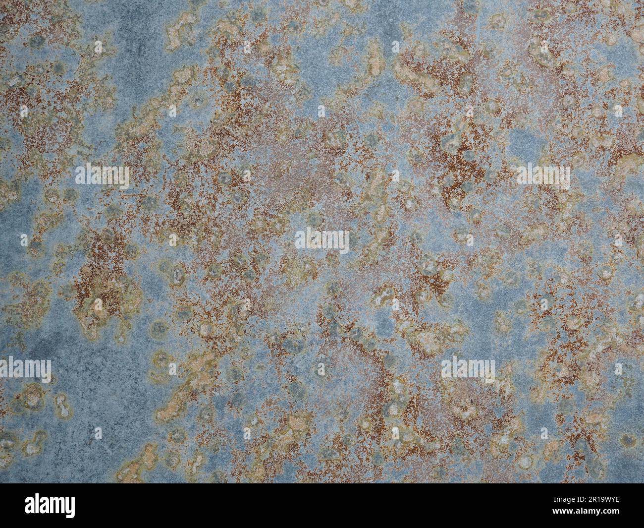 Texture of oxidized metal with brass and aqua patina. Rusty metal surface with streaks of rust ...