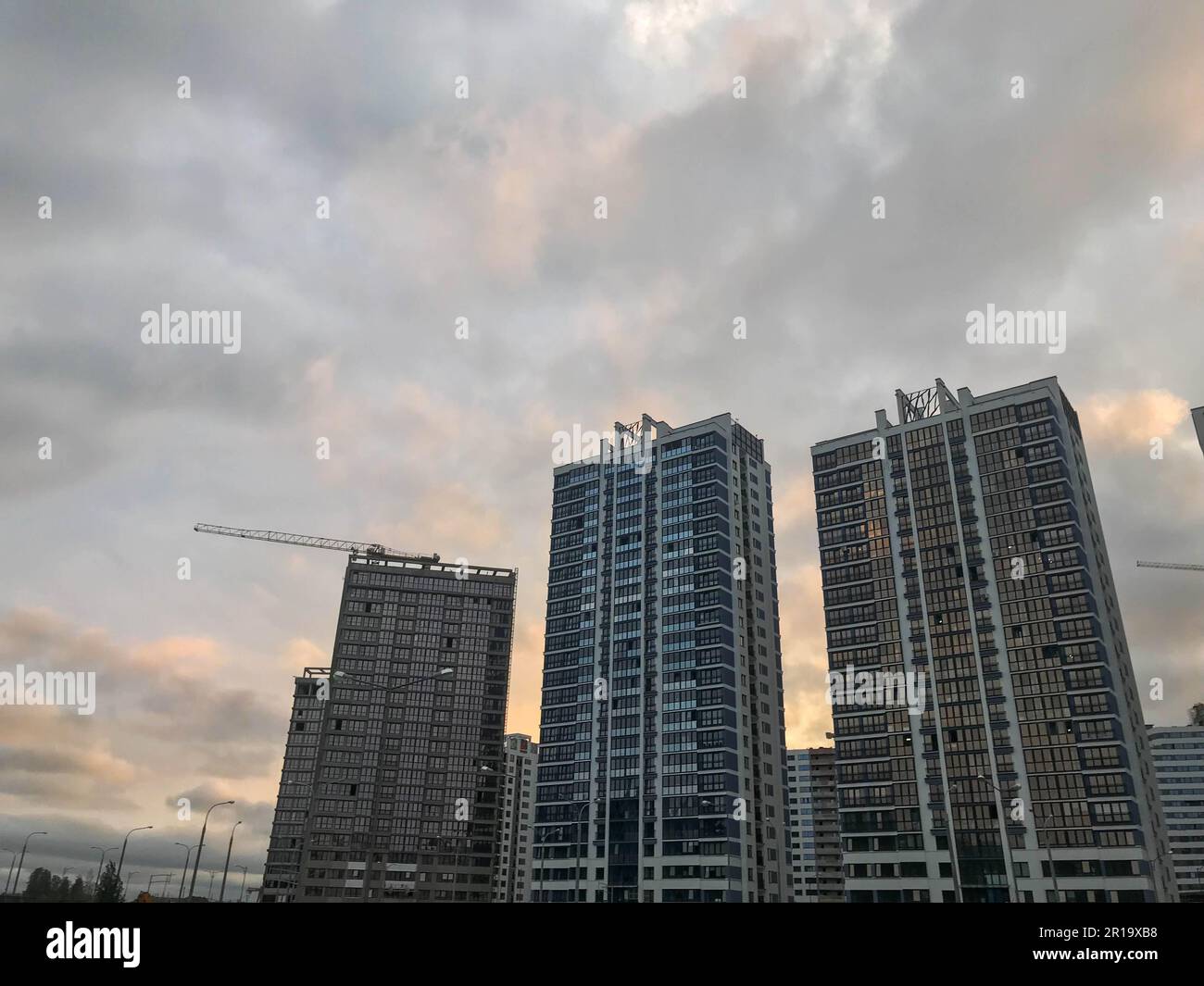 Tall beautiful monolithic-frame panel buildings, new buildings ...