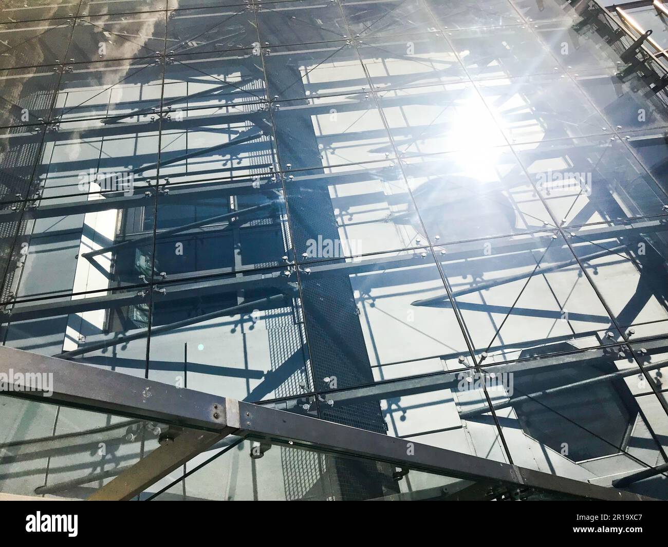 Texture of glass transparent sturdy roof of a skyscraper building. The ...