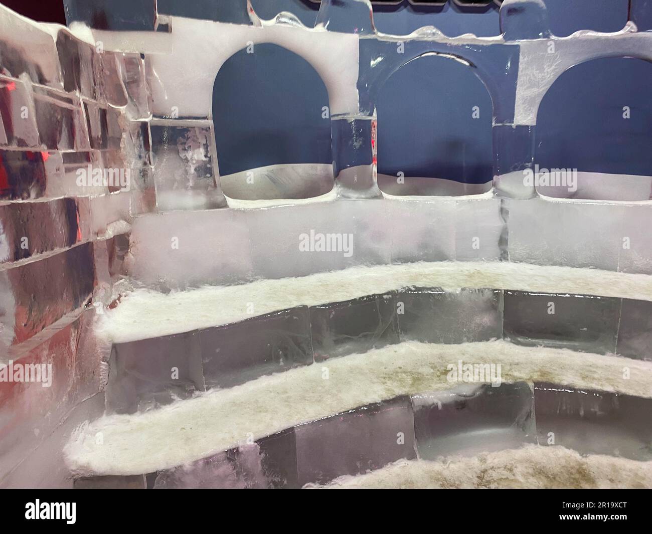 Closeup view of destroyed Ice brick wall, background. Ice block Stock ...