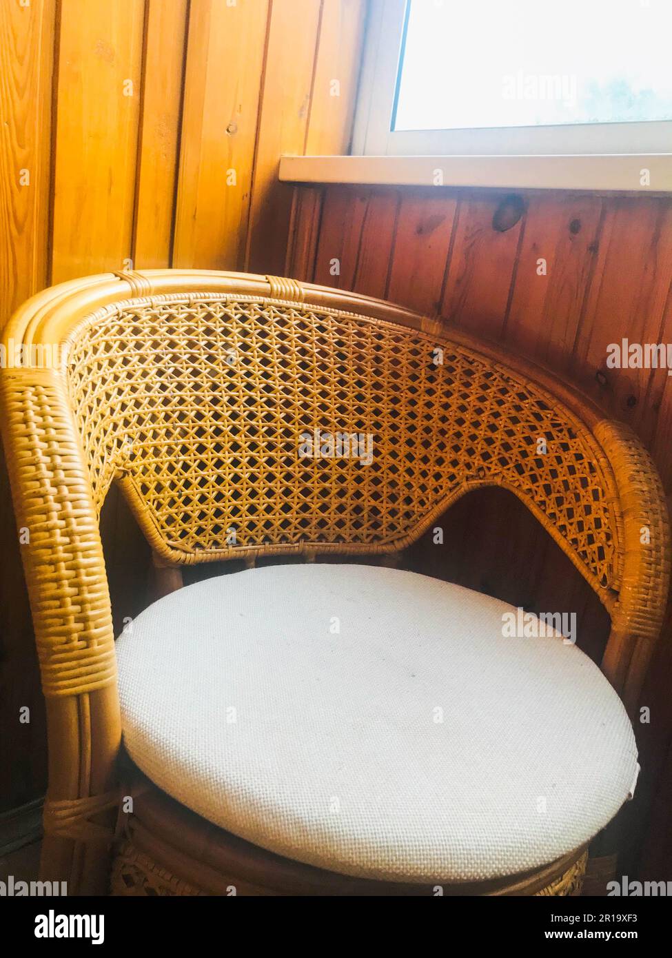 A large brown natural chair made of straw, rattan, wicker garden ...