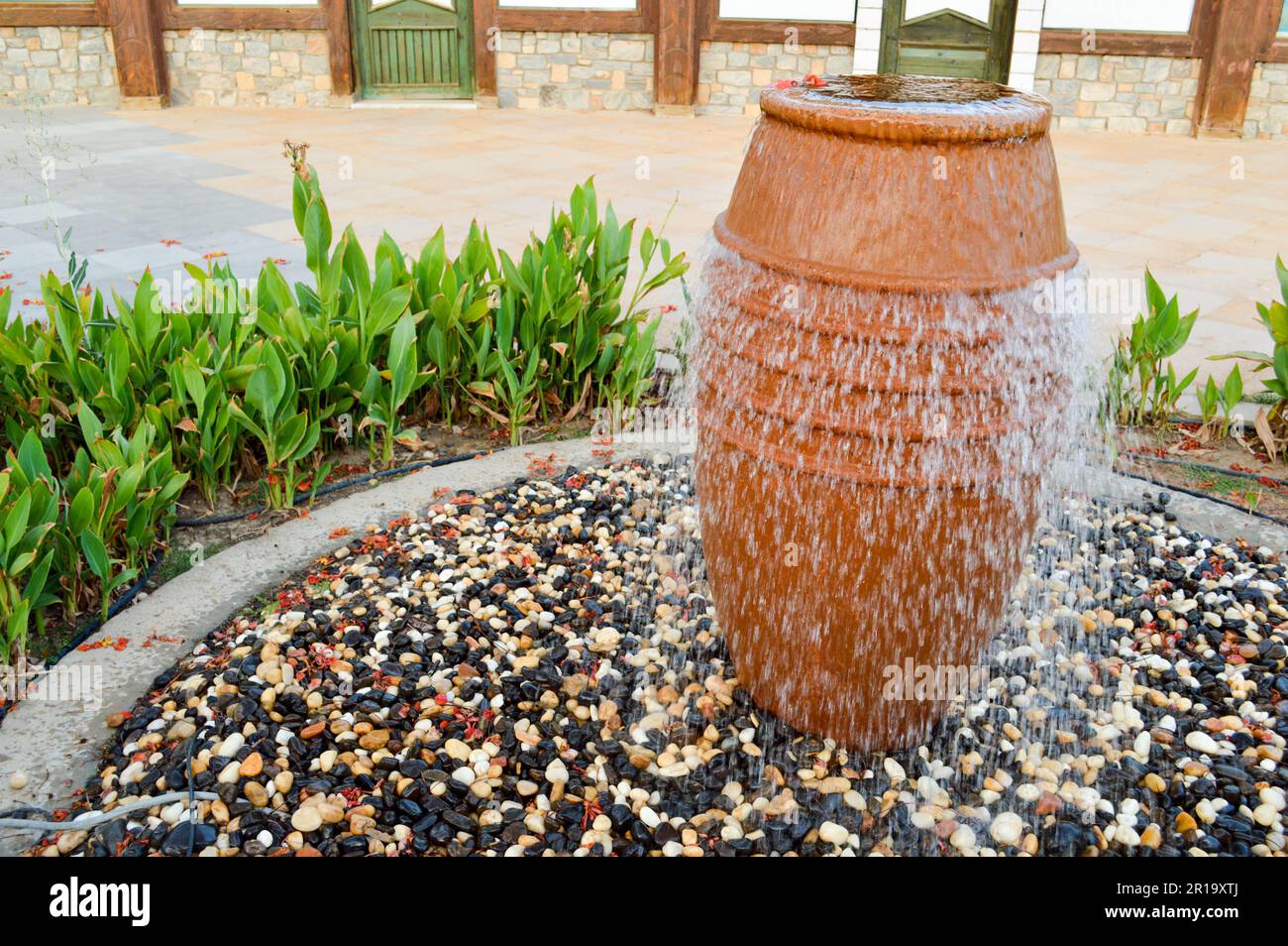Colored Stones With Vase And Flowers Decorative Stone Vases With