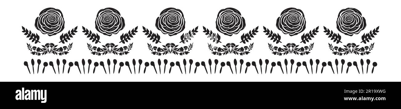 Quirky floral botanic vector border isolated on white background ...