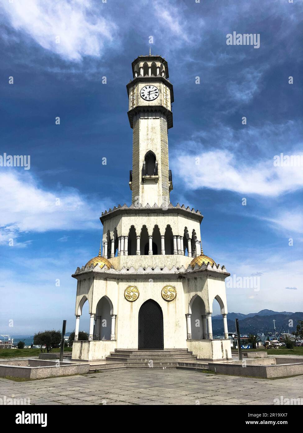 The 25-meter Oriental-style chacha Tower is made of light-colored stone ...