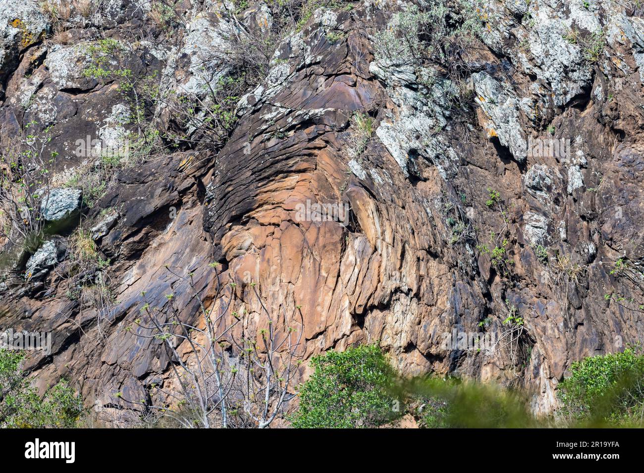 Outcrop of folded rock. Kenya, Africa Stock Photo - Alamy