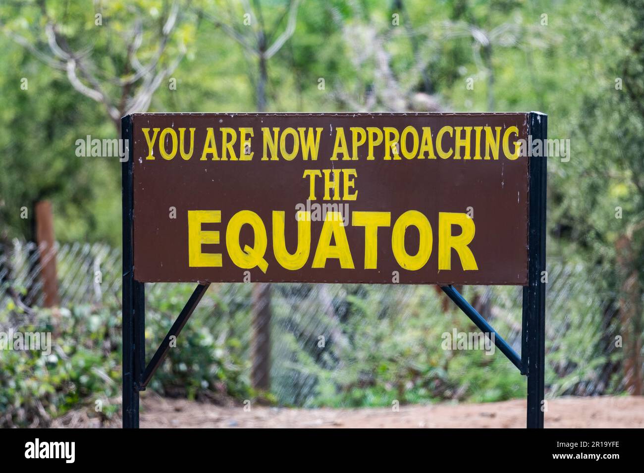 Roadside sign indicating approaching the Equator. Kenya, Africa Stock ...