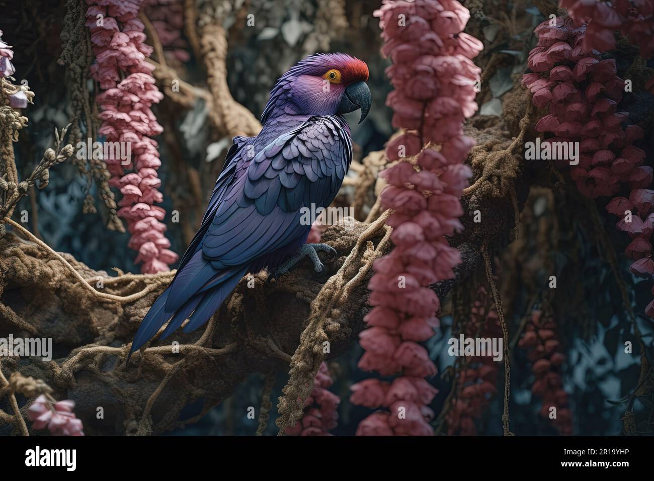 Tropical Parrot on the Vine Stock Photo - Alamy