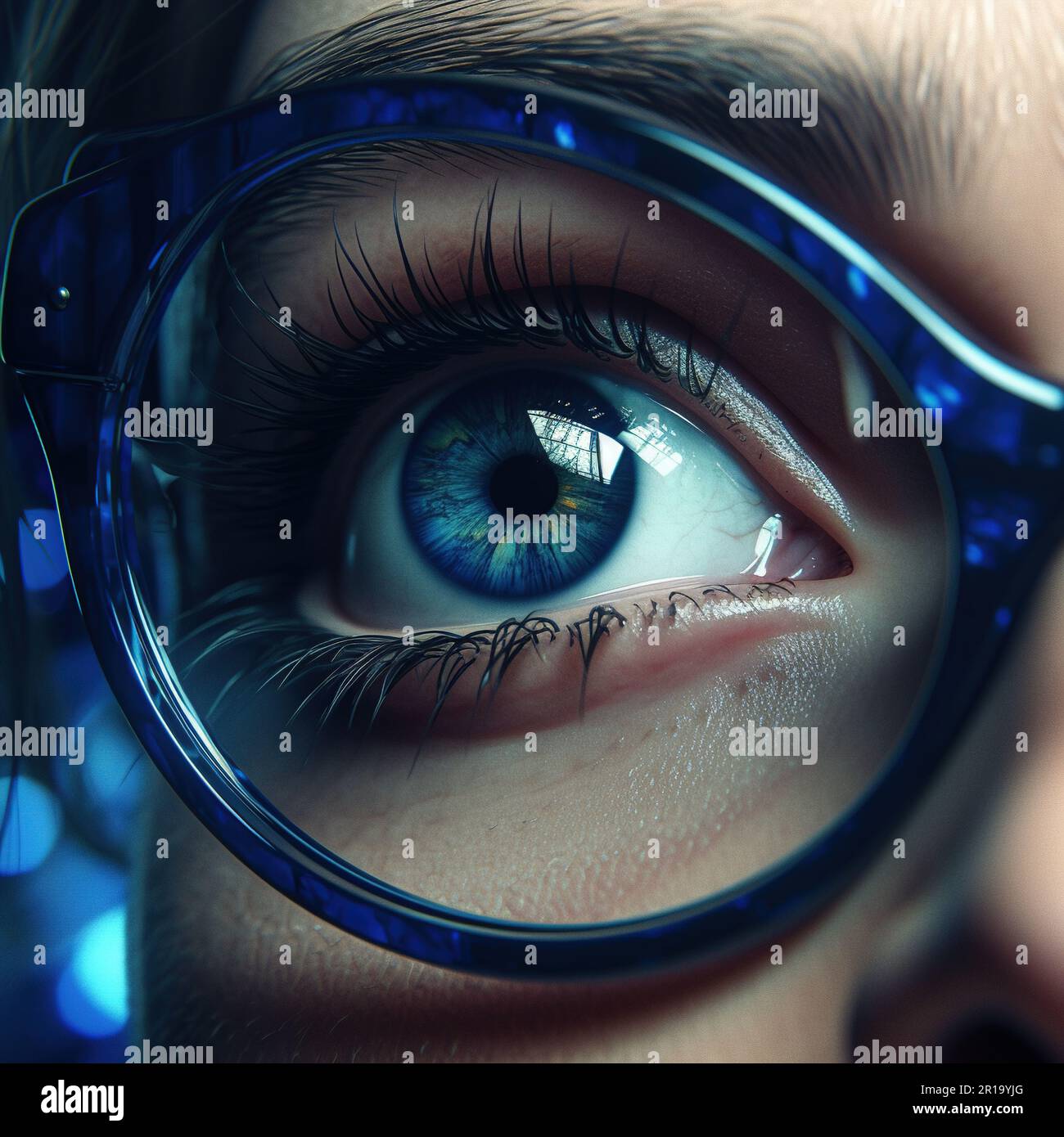 Close Up of Human Eye Behind Glasses Stock Photo - Alamy