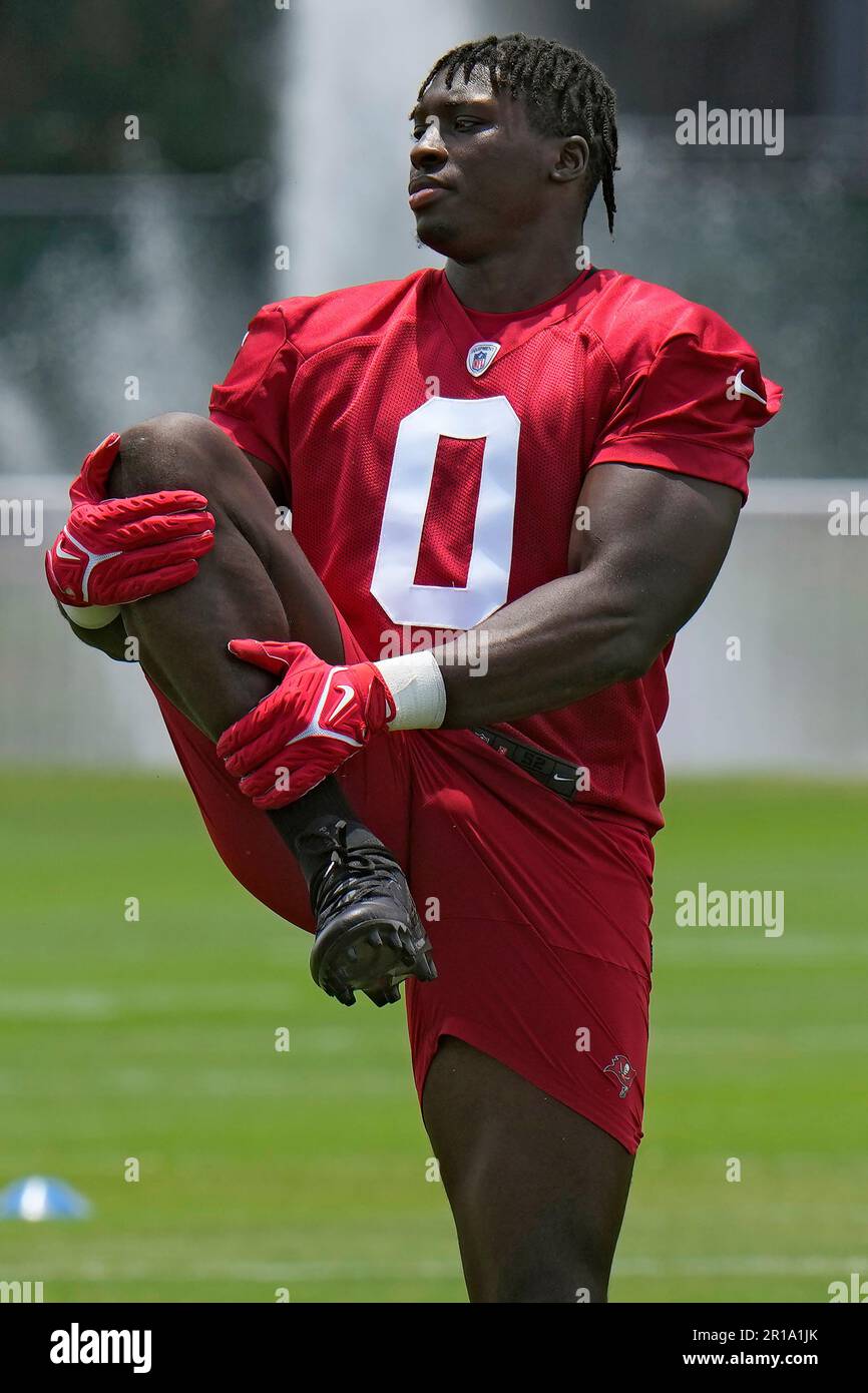 Tampa Bay Buccaneers linebacker Yaya Diaby (0) stretches during the NFL ...