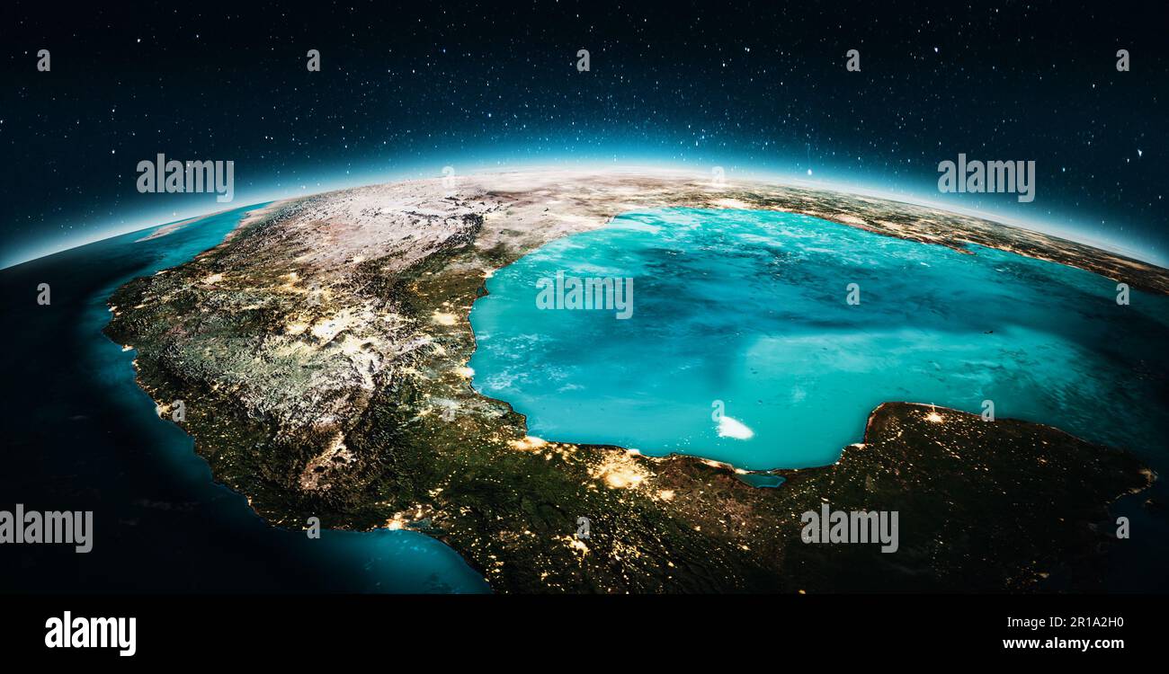 Planet Earth - Mexican gulf. 3D Rendering. Elements of this image ...