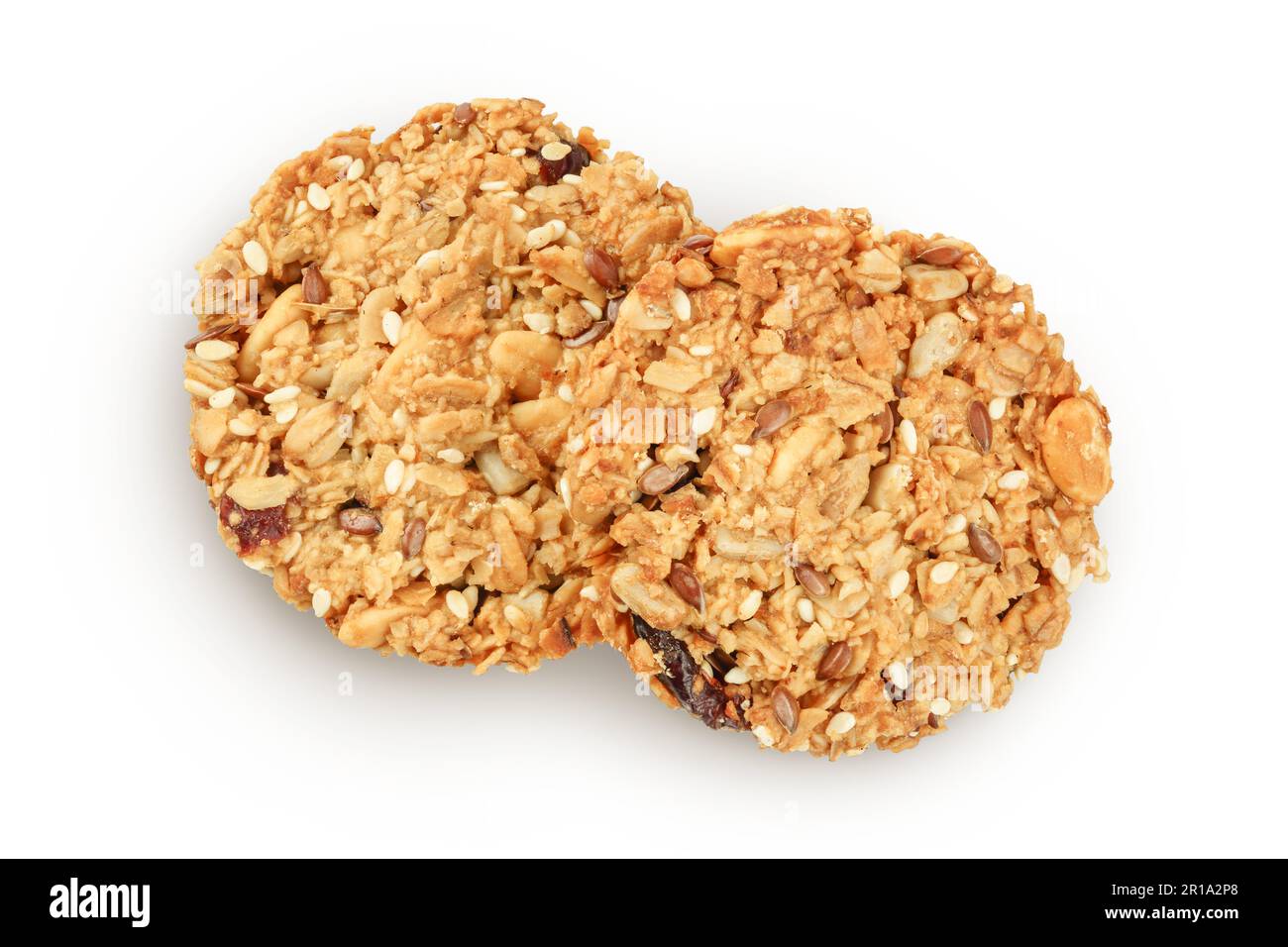 Granola cookie isolated on white background with full depth of field ...
