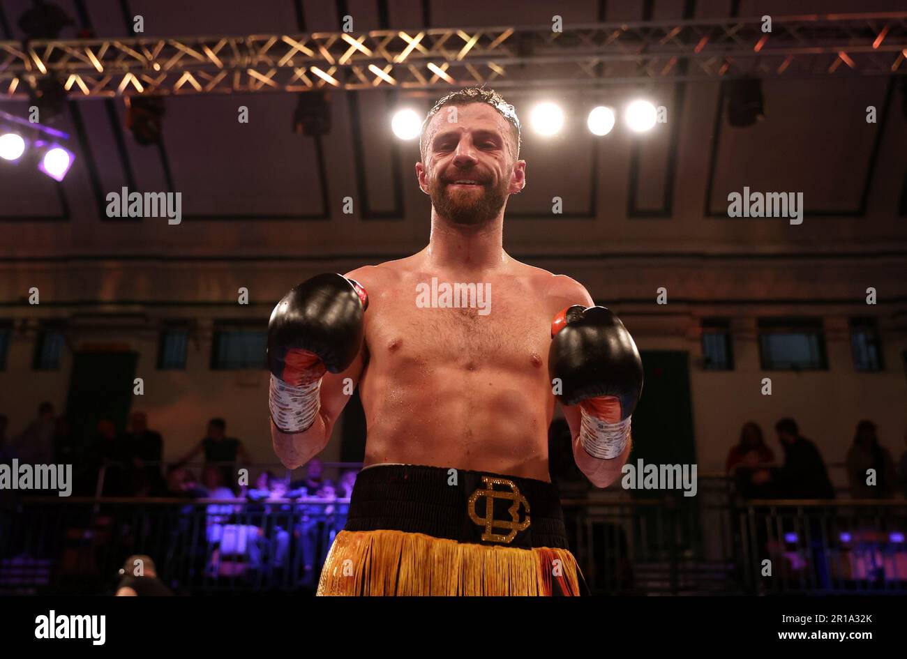 Chris Bourke celebrates victory over Kevin Trana in the Bantamweight ...