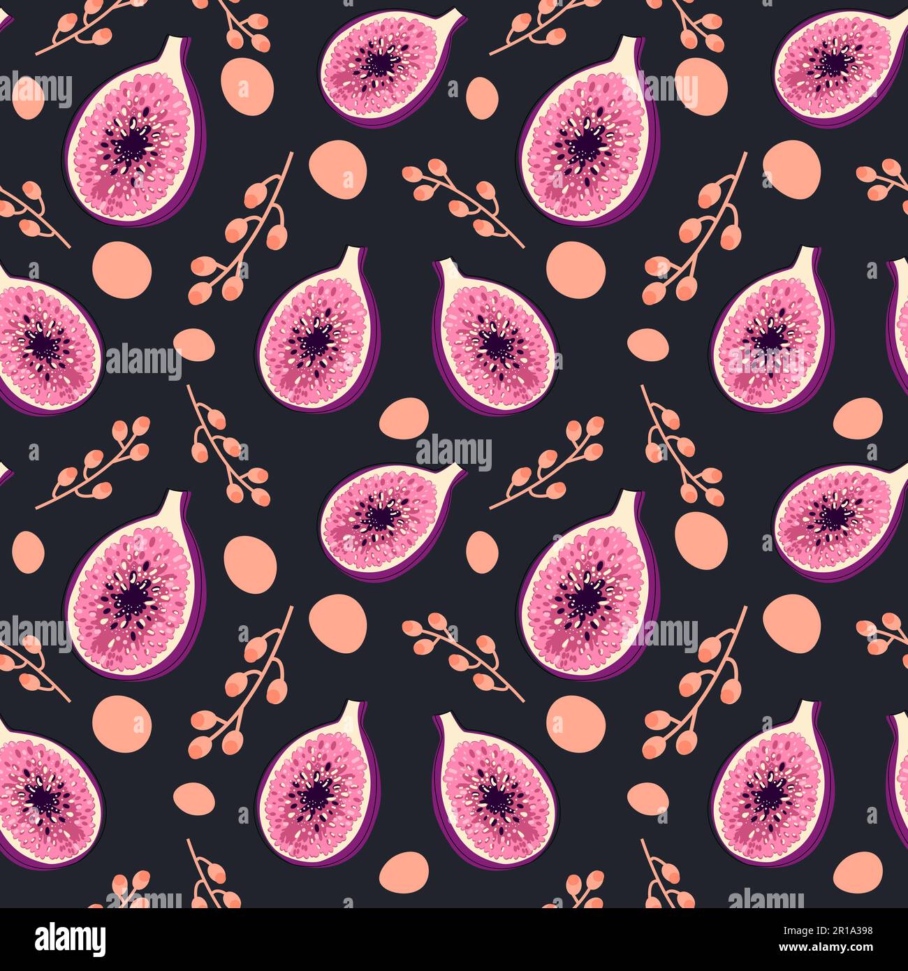 Beautiful seamless pattern with figs on a dark blue background. Vector illustration Stock Vector ...
