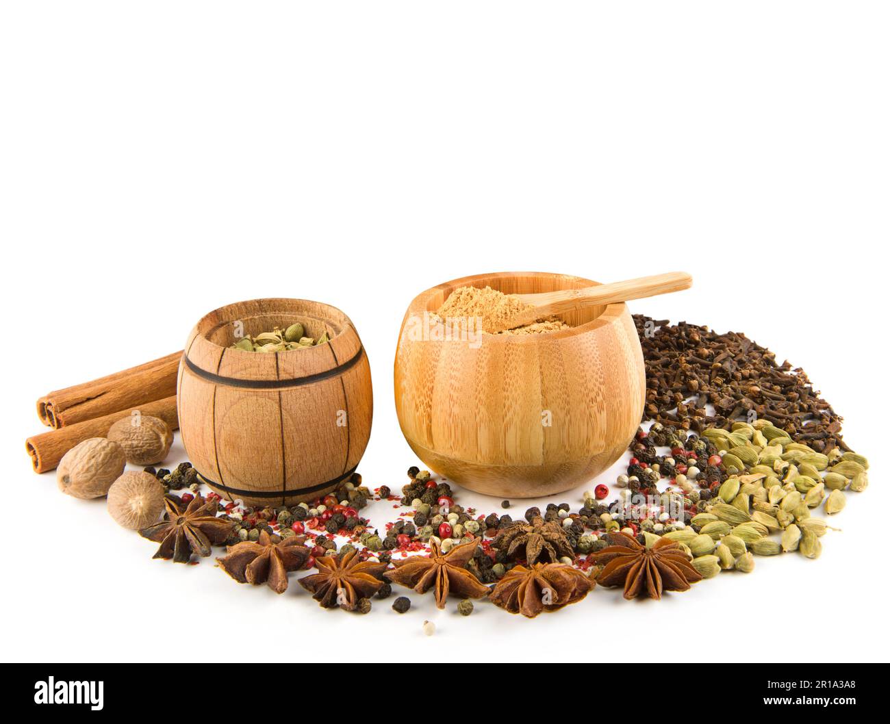 Set of spices and seasonings isolated on white background. There is ...