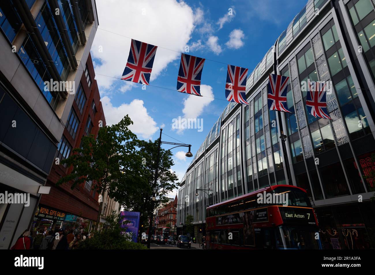 Union Jack flags on display for the King's Coronation in Oxford Street ...